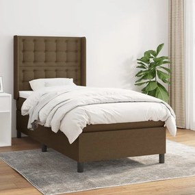 Box spring postel s matrací tmavě hnědá 90x200 cm textil,  3131724