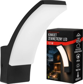 Toolight Toolight, JNH032-G, venkovní LED nástěnné svítidlo, 12 W, IP44, černá, OSW-56225