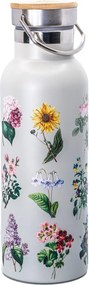 Světle šedá cestovní nerezová lahev 425 ml Vintage Flowers – Sass &amp; Belle