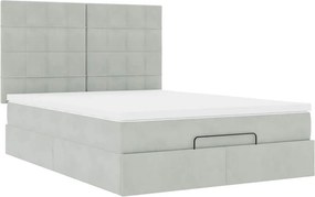 Osmanský rám postele s matracemi světle šedá 140x190cm samet 3314318