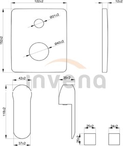 Invena Siros, podomítková 2-výstupová baterie (těleso+krytka), chromová, INV-BP-90-CK2-A