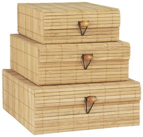 IB LAURSEN Bambusový úložný box – set 3 ks, přírodní barva