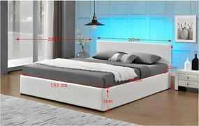 Manželská postel 160x200 s RGB LED osvětlením, bílá, JADA NEW Kondela 0000242657