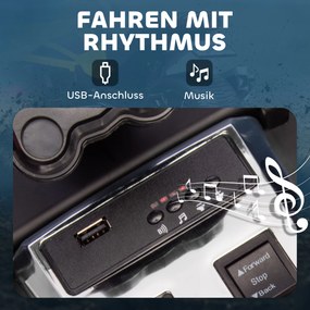 Qaba Elektrické dětské vozidlo, design tříkolky s reverzem, bateriové, MP3 přehrávač, klakson, 2 rychlosti, LED světla, 3-8 let, Žlutá