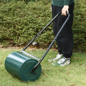 Zahradní válec Outsunny s rukojetí ve tvaru U Průměr 31 cm Pracovní šířka 30 cm Náplň 40 l vody Písek Kovová zelená barva pro dokonalé trávníky