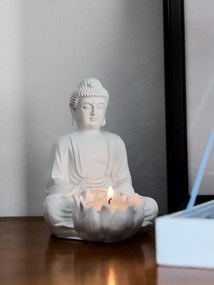 Sinsay - Svícen na čajovou svíčku s figurkou Buddhy - bílá
