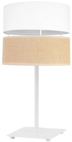 Stolní lampa JUTA, 1x jutové/bílé textilní stínítko, N, W