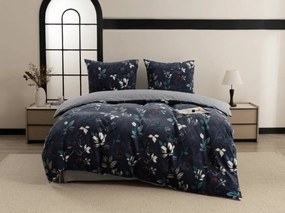 Oboustranné povlečení DUO SENSE NOCTIFLORA tmavě modré mikroplyš/flanel Rozměr povlečení: 2 ks 70 x 90 cm | 200 x 220 cm