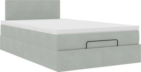Osmanský rám postele s matrací světle šedá 120x200cm samet 3311693