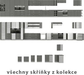 GREY gr | horní skříňka 50 GU-36 1F výklopná | 50 cm | světle šedá/tmavě šedá lesk
