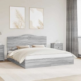 Postel s úložným prostorem se zásuvkou Šedá Sonoma 200 x 200 cm 3413476