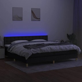 Box spring postel s matrací a LED černá 200x200 cm textil 3134063