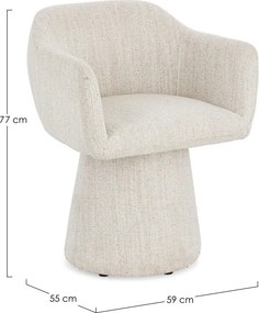 Čalouněné jídelní křeslo s područkami/otočné v přírodní barvě Lottie – Bizzotto