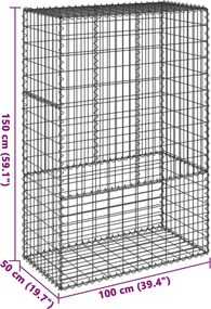 Gabionový koš s víkem 100 x 50 x 150 cm pozinkované železo 3295154