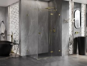 Mexen Lunar T, výklopný sprchový kout pravý 110 x 100 cm, 8mm čiré sklo, zlatý profil, 834T-110-100-50-00-P