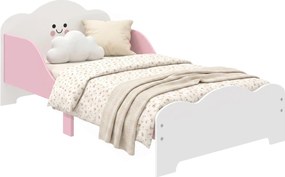 AIYAPLAY dětská postel 140 × 70 cm s ochrannými bočnicemi a laťkovým roštem, růžová – bez matrace | Aosom
