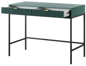 PIASKI Psací stůl - NOVA T104, tmavě zelená Nožky: zlaté, Barva úchytky: černá