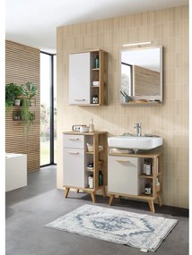 Krémová závěsná koupelnová skříňka v dekoru dubu 50,5x74,5 cm Quickset 966 – Pelipal