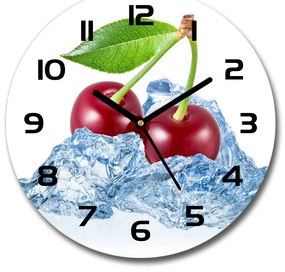 Wallmuralia Skleněné hodiny kulaté Višně s ledem fi 30 cm