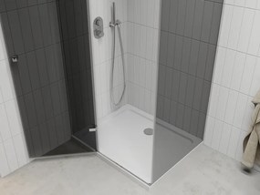 Mexen Roma, sprchový kout s křídlovými dveřmi 100 (dveře) x 70 (stěna) cm, 6mm šedé sklo, chromový profil + slim sprchová vanička bílá + chromový sifon, 854-100-070-01-40-4010