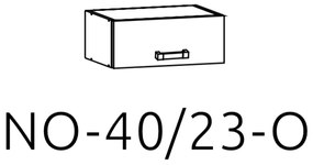 Horní kuchyňská skřínka Verdi typu nástavec NO-40/23-O Barva korpusu skříněk: Bílá alpská, Zvolte barvu dvířek: Jasná šedá mat