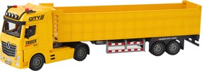 LEAN Toys Přepravní kamion se zdvihacím návěsem, světla, zvuky, žlutý