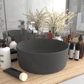 Luxusní umyvadlo kulaté matné tmavě šedé 40 x 15 cm keramické 147016