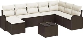 Set pohovek 9 ks Hnědá a bílá polyratan 3354837