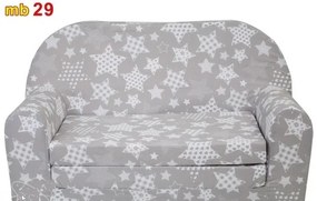 Dětská sedací rozkládací souprava 100 cm šedá hvězdy bílé