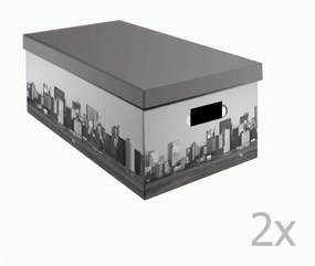Sada 2 šedých úložných krabic Compactor NewYork, šířka 52 cm