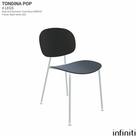 Židle Tondina Pop Barva kovové konstrukce: Matt white 30, Barva sedáku a opěradla z recyklovaného plastu: Coal black IR8022