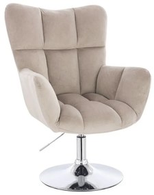 LuxuryForm DESIGN Otočné křeslo AURORA VELUR na stříbrném talíři - latte