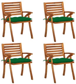 Zahradní židle s poduškami 4 ks masivní akáciové dřevo,  3075194