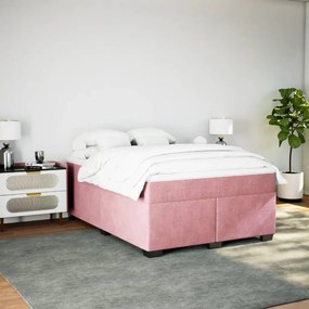 Box spring postel s matrací růžová 160x200 cm samet 3285298