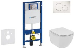 Geberit Duofix - Set předstěnové instalace, klozetu a sedátka Ideal Standard Tesi, tlačítka Sigma01, Rimless, SoftClose, alpská bílá 111.300.00.5 NE1