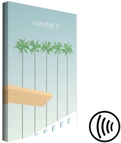 Obraz Letní čas (1-dílný) - Krajina s palmami a nápisem "léto" v angličtině