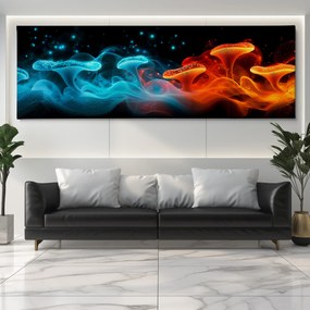 Obraz na plátně - Setkání neonové houby FeelHappy.cz Velikost obrazu (šířka x výška): 120 x 40 cm