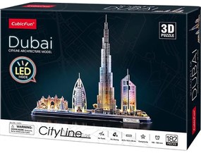 Cubicfun svítící 3d puzzle cityline panorama: dubaj 182 dílků