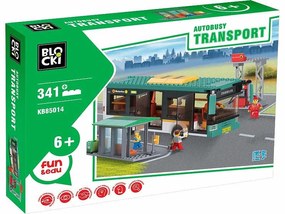 Blocki stavebnice Linkový autobus, zastávka a čerpací stanice typ LEGO 341 dílů