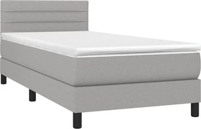 Box spring postel s matrací světle šedý 100 x 200 cm textil 3140113