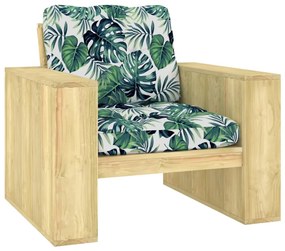 Zahradní židle + podušky listový vzor impregnovaná borovice,  3065753