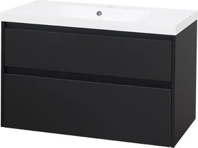 Mereo Mereo, Opto, koupelnová skříňka s umyvadlem z litého mramoru 101 cm, bílá, dub, bílá/dub, černá, CN942M