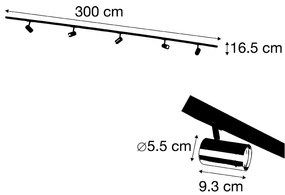 Chytrý kolejnicový systém černý se zlatem 1-fázový 5-světlo vč. Wifi GU10 - Jeana