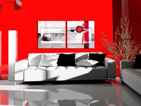 Obraz Energetická červená (2 díly) - abstrakce s černými vzory