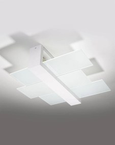Stropní svítidlo Feniks, 1x mléčné skleněné stínítko, dřevo v bílé barvě