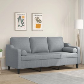 3místná pohovka s polštáři světle šedá 180 cm textil 3200853
