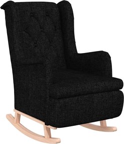 Houpací křeslo se stoličkou černé textil 3121274