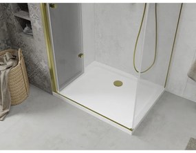 Mexen Lima sprchový kout 80x90cm, 6mm sklo, zlatý profil - čiré sklo + Slim sprchová vanička - 856-080-090-50-00-4010