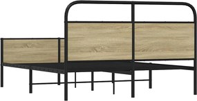 Kovový rám postele bez matrace dub sonoma 150 x 200 cm 3318693
