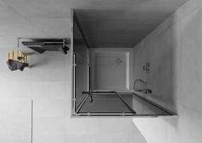 Mexen Rio, čtvercový sprchový kout s posuvnými dveřmi 70 x 70 cm, 5mm šedé sklo, chromový profil + bílá vysoká vanička Rio, 860-070-070-01-40-4510